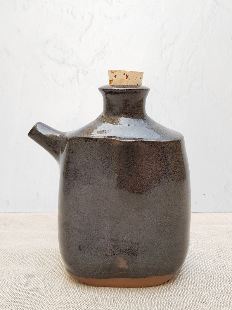 Stoneware Olive Oil Flask Pottery Flask Vinegar Decanter - Etsy Singapore