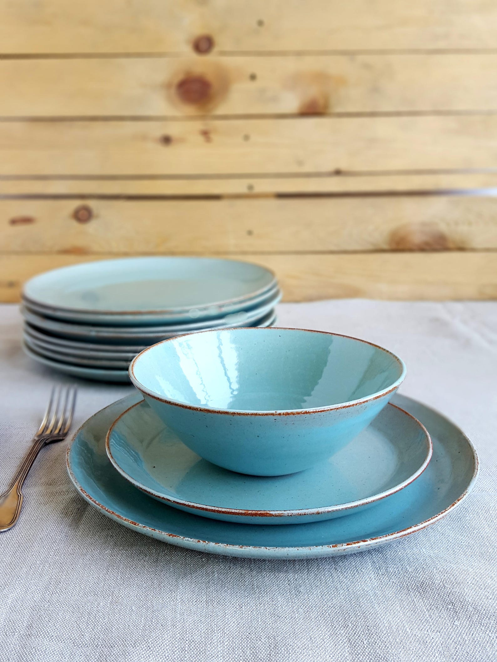 Turquoise Dinnerware Set, Stoneware Dinnerware, Wedding Gift Idea ...