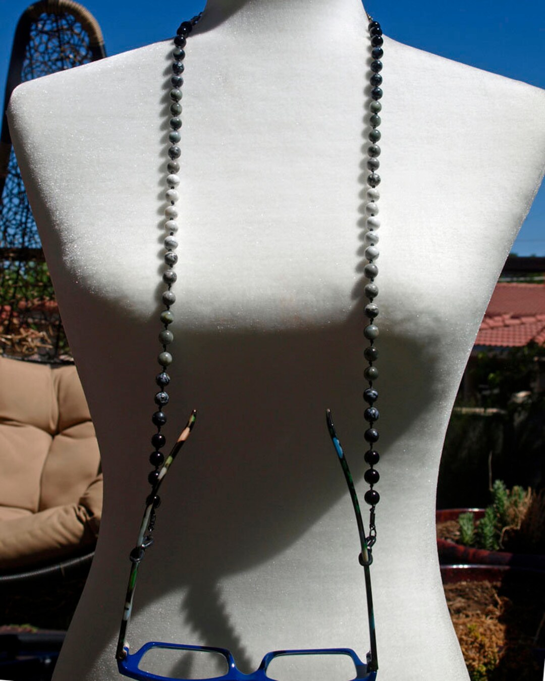 Stones Grayscale Graduated Tones - Model 344 Glasses and Mask Chain ...
