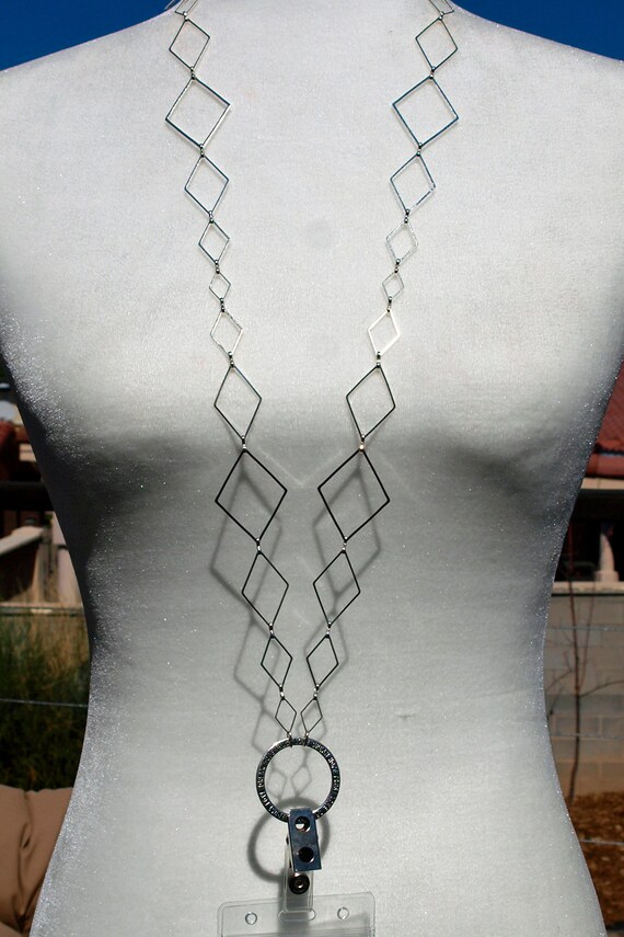 Silver Diamonds Model 684 Lanyard Badge Holder Necklace Etsy UK