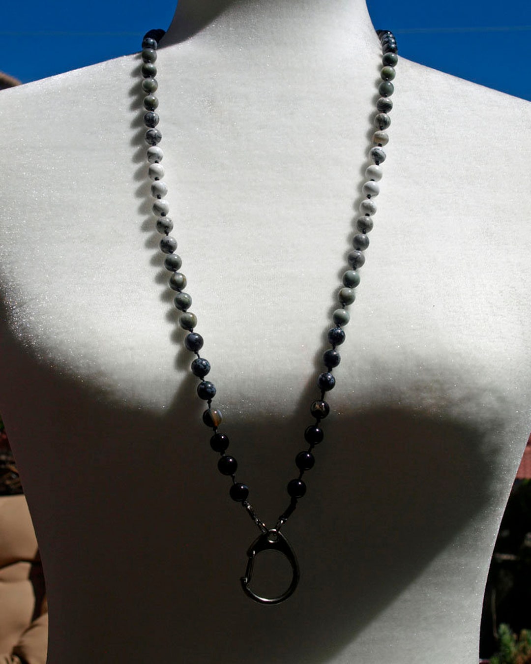 Stones Grayscale Graduated Tones - Model 344 Lanyard Badge Holder ...