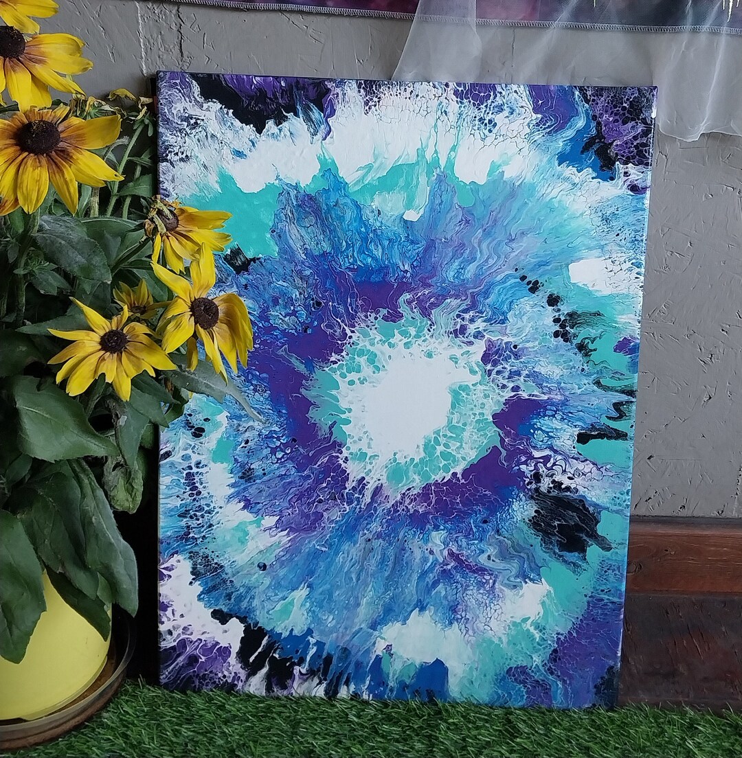 Neon Supernova UV Reactive Poster Size 18"x24" Acrylic Abstract Pour ...