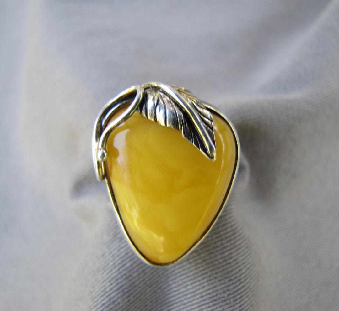 Vintage Polish Butter Egg Yolk Amber Ring - Etsy