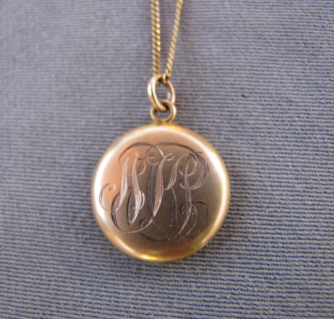 Antique Rolled Gold Round Picture Locket With Engraved Initials - Etsy