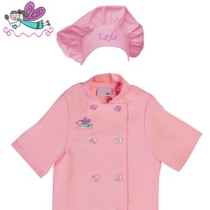 Personalized Kids Pink Chef Coat Jacket With Chef Hat and Cooking Fairy ...