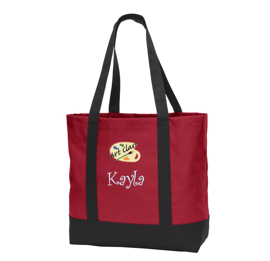 Personalized Red Art Class Tote Bag Embroidered School Monogrammed With ...