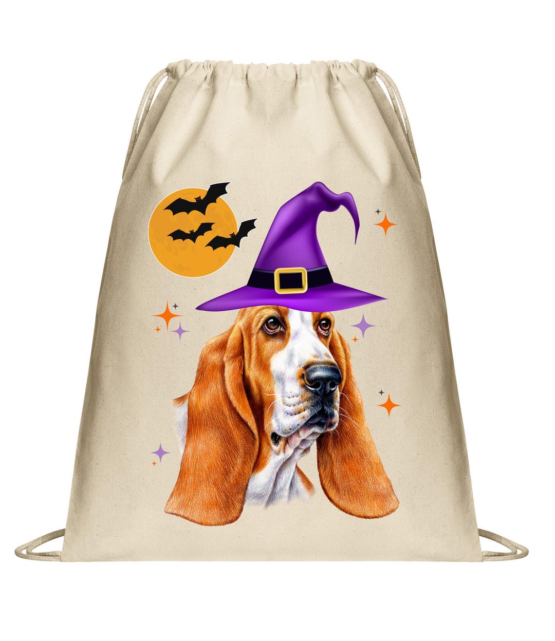 Halloween Basset Hound Cinch Pack, Drawstring Dog Lover Backpack, Retro ...