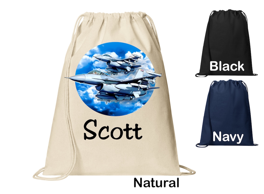 Personalized F16 Air Force Fighter Jet Plane Cinch Pack, Drawstring Gym ...