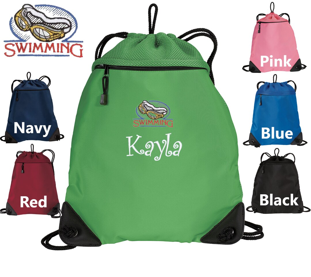 Personalized Swimming Cinch Pack Drawstring Gym School PE Pool Swim ...