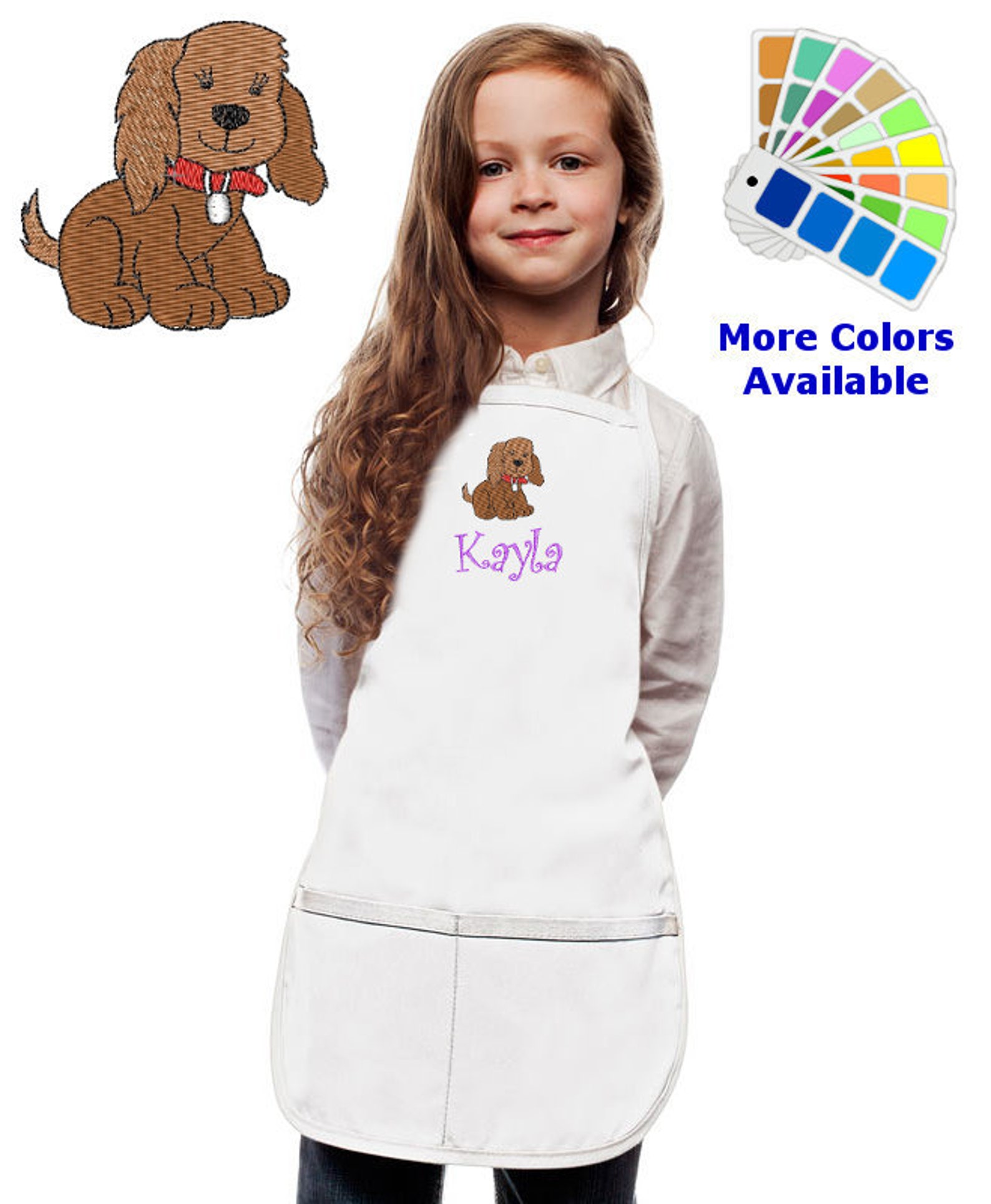 Personalized Kids Apron With Puppy Dog Embroidery Design, Monogrammed ...