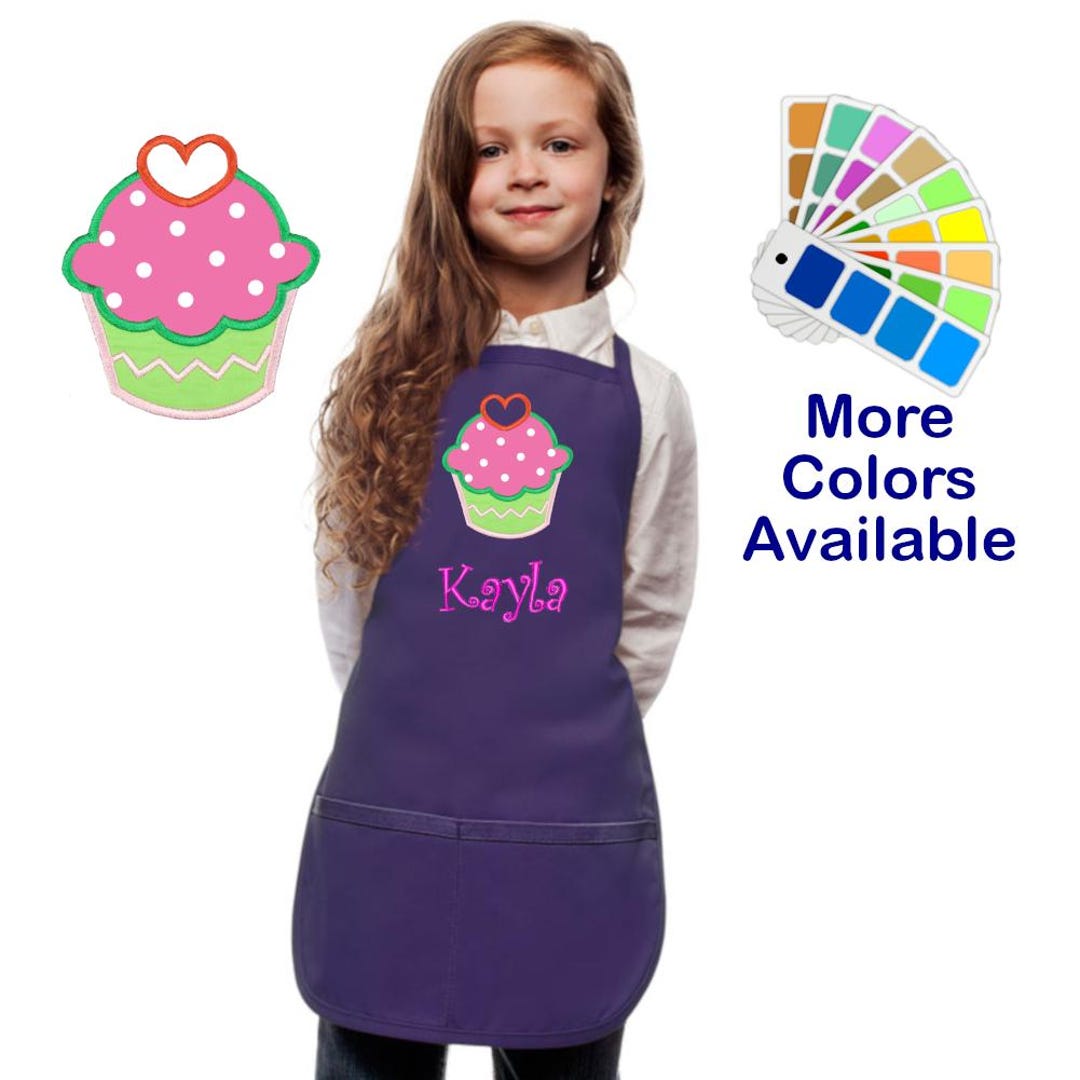 Personalized Kids Apron, Custom Embroidered Cupcake Applique ...