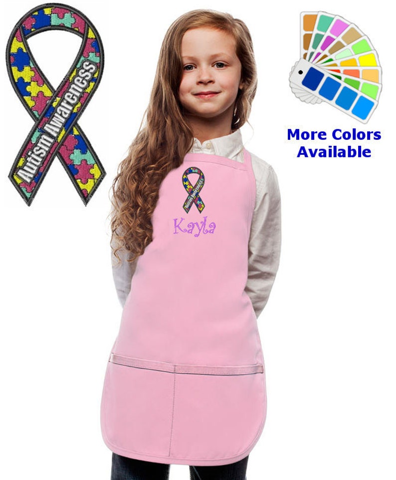 Personalized Kids Apron With Autism Awareness Ribbon | Etsy