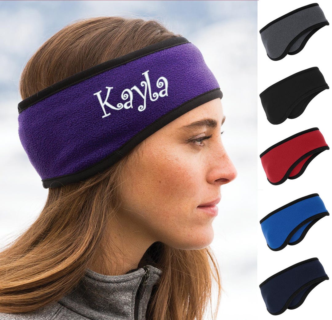 Personalized Winter Headband Two Color Fleece Stretch, Ear Muffs ...