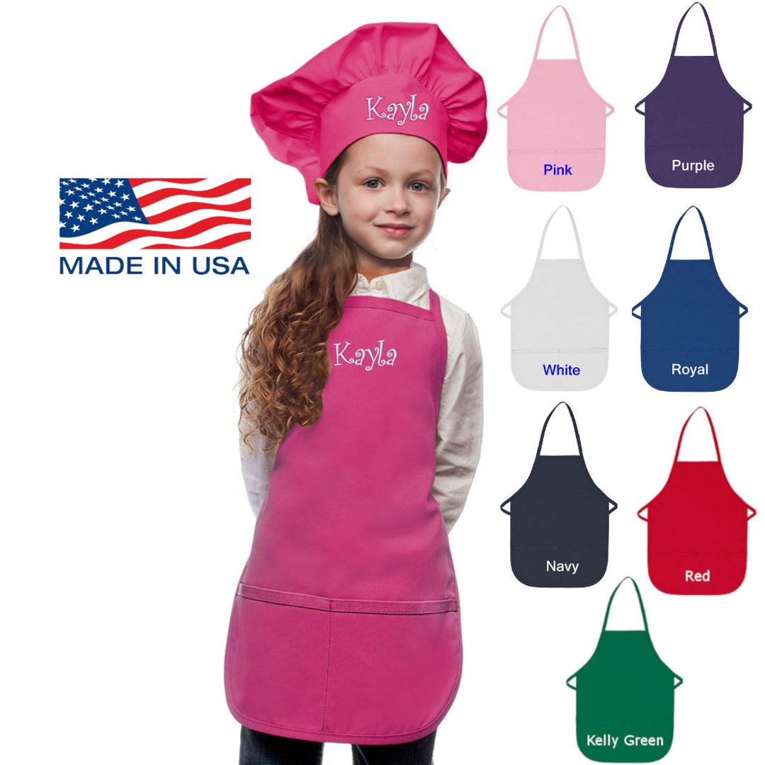 Personalized Kids Apron and Chef Hat Set, Embroidered Monogrammed, Cook ...