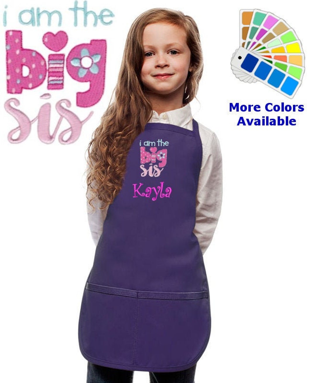Personalized Kids Apron With Big Sister Embroidery Design, Cook Gift ...