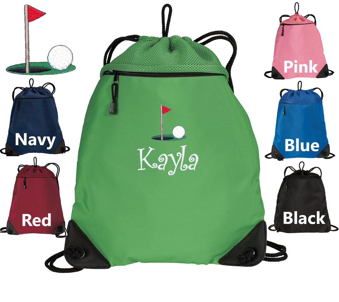 Personalized Kids Golf Cinch Pack, Drawstring Gym School PE Pool, Golf ...