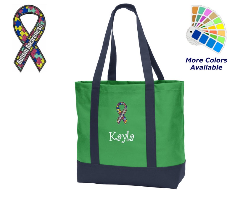 Personalized Tote Bag Autism Awareness Embroidered - Etsy