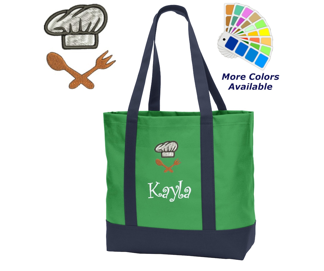 Personalized Chef Tote Bag Chef Hat Embroidered Monogrammed With Name ...