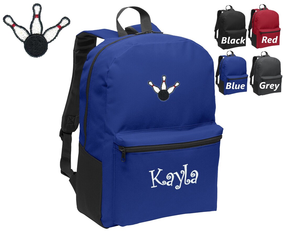 Personalized Kids Backpack Embroidered Bowling Ball Pins - Etsy