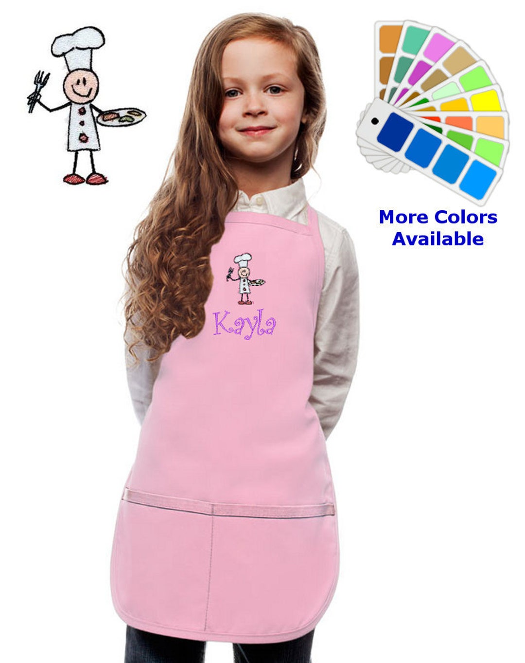 Personalized Kids Apron With Chef Embroidery Design, Monogrammed Chef ...