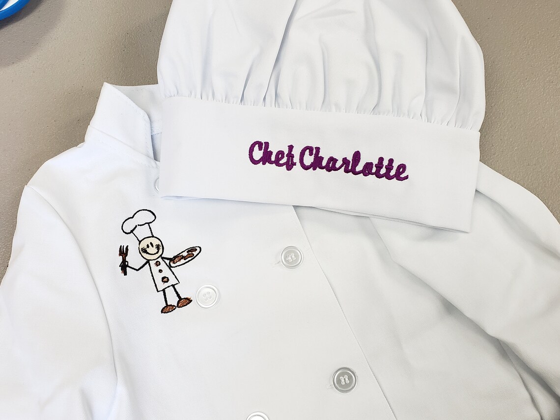 Kids Chef Coat Jacket With Personalized Chef Hat and Stick | Etsy