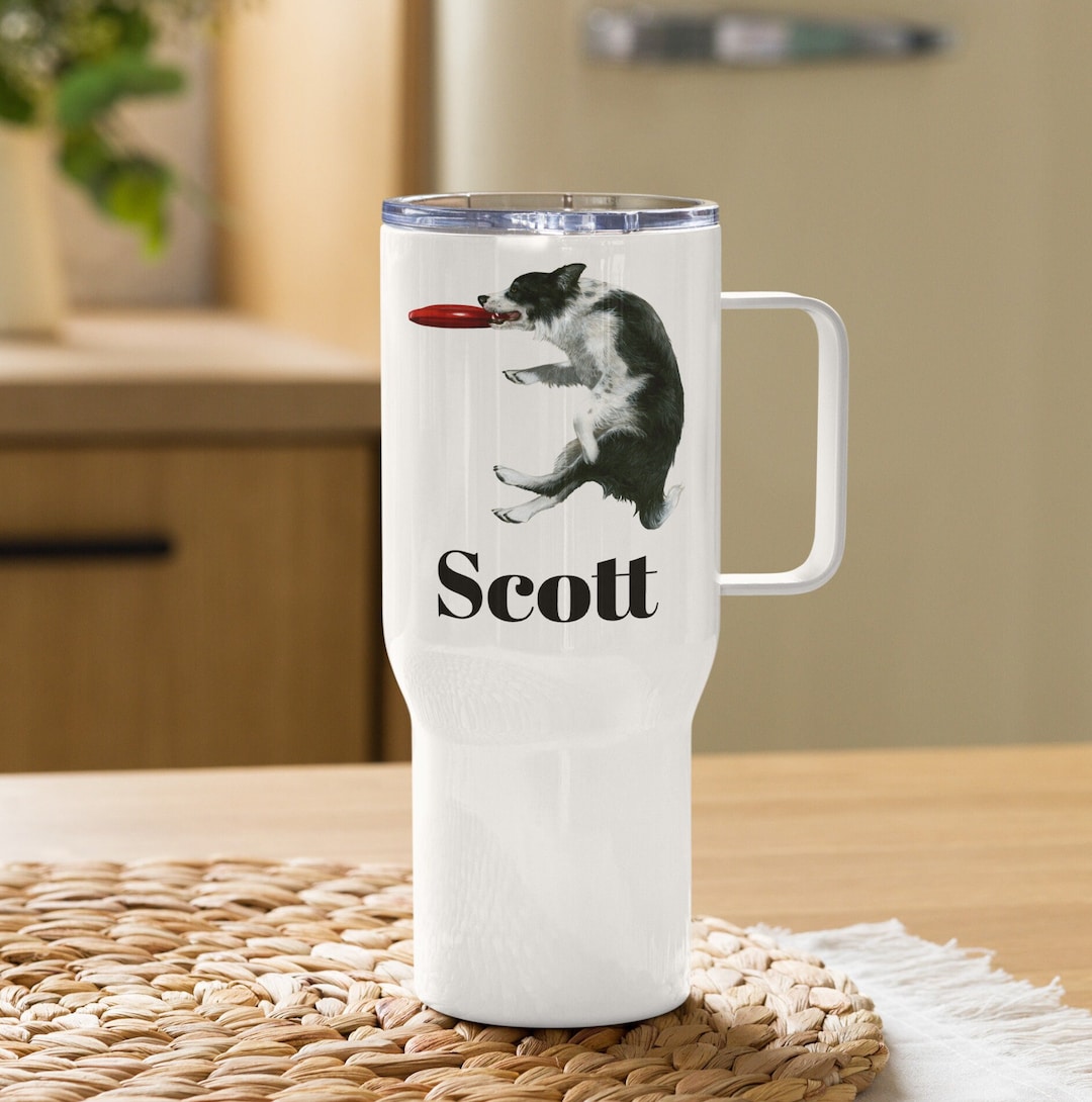 Personalized Border Collie Dog Travel Mug Tumbler With Handle ...