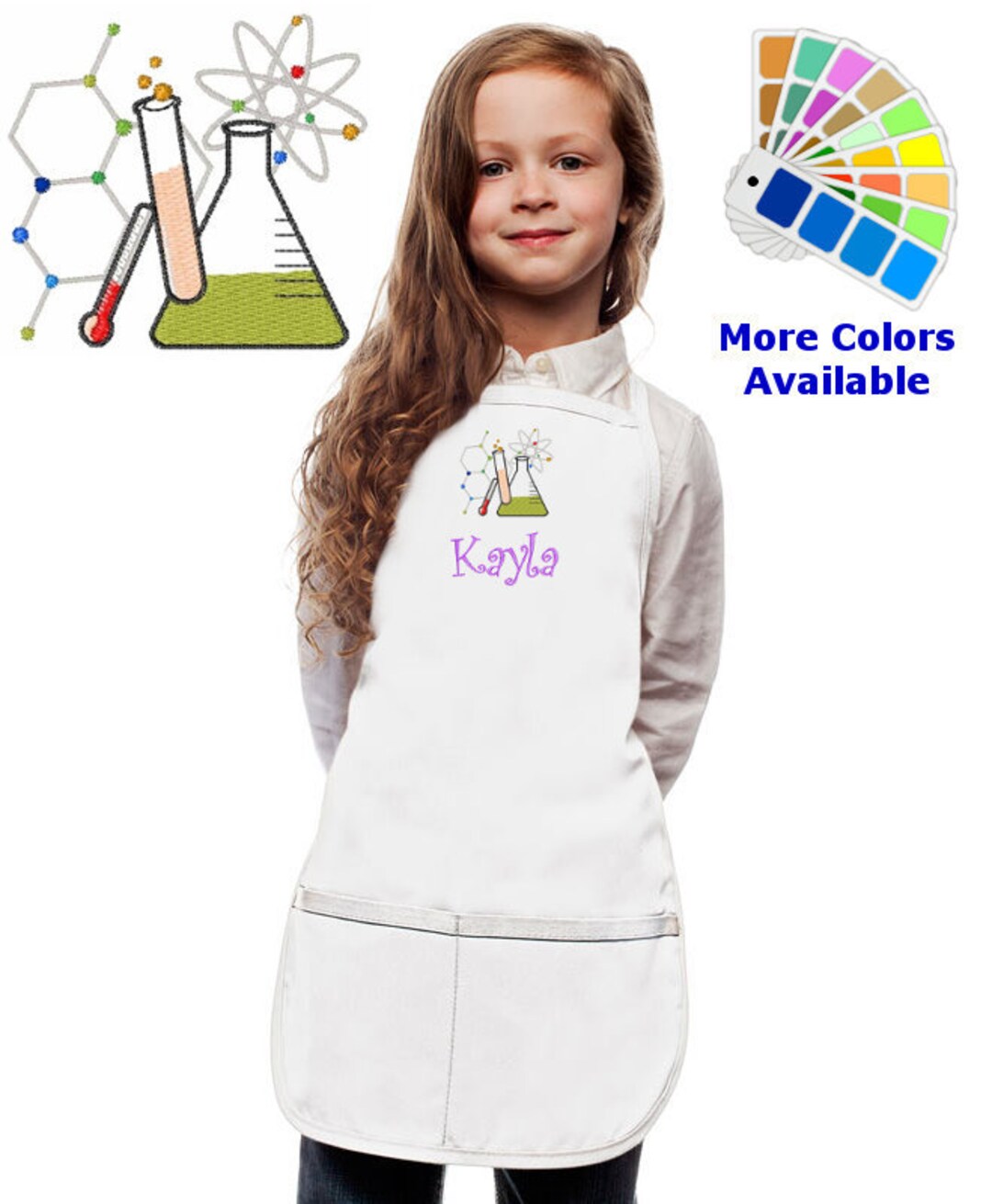 Personalized Kids Chemistry Apron Chemistry Flask Test Tubes Embroidery ...
