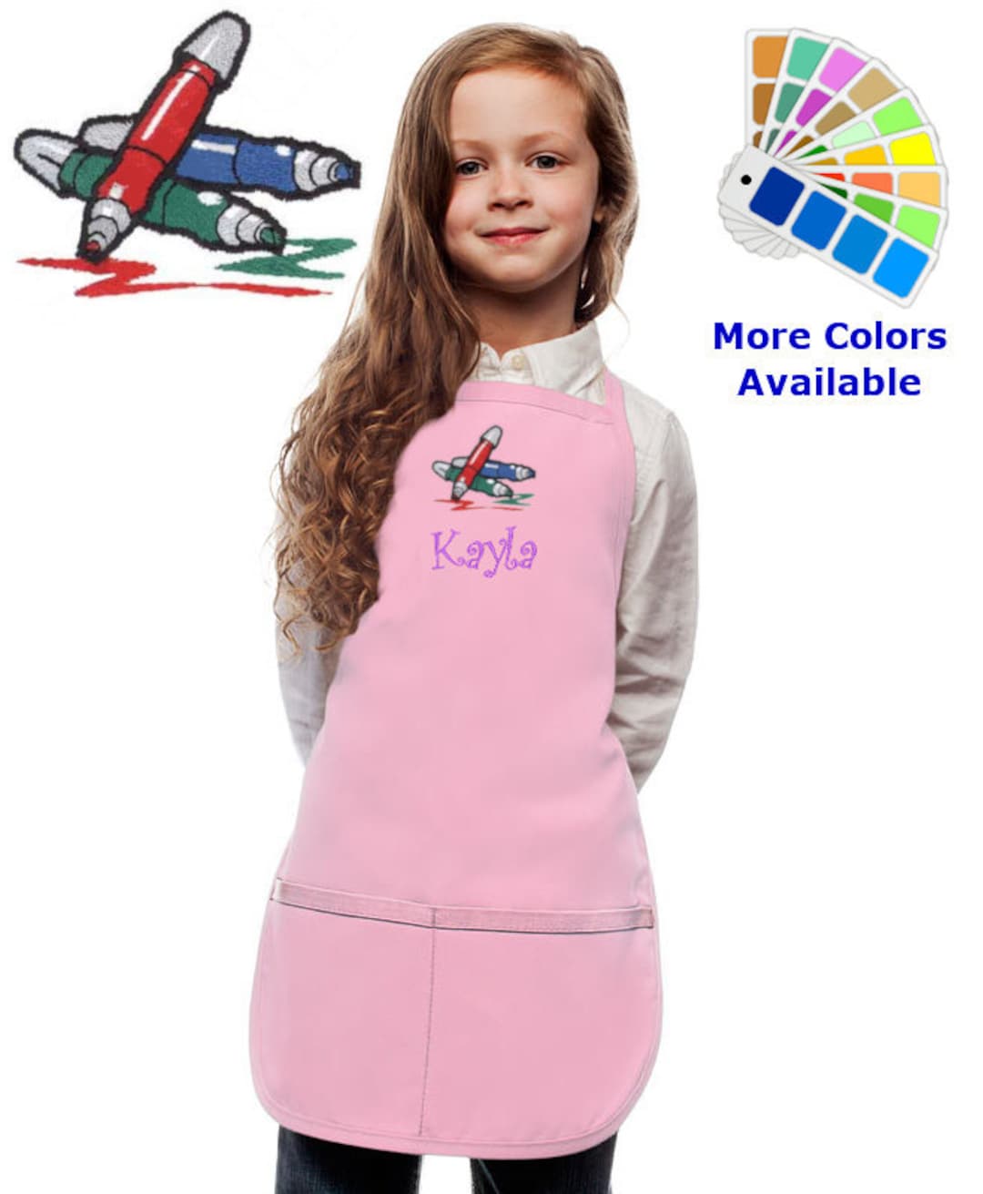 Personalized Kids Art Smock With Markers Embroidery Design - Etsy