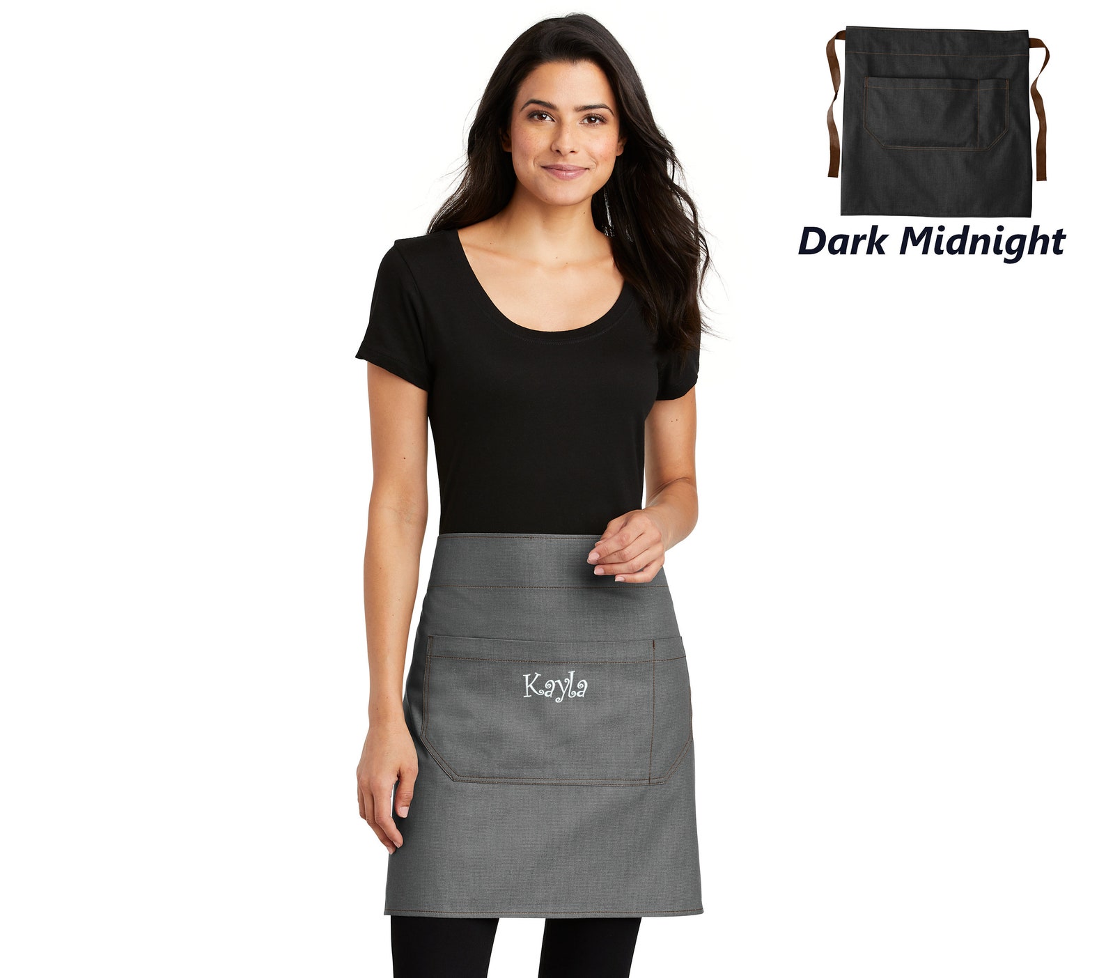 Personalized Half Bistro Apron, Embroidered Business Name, Custom ...