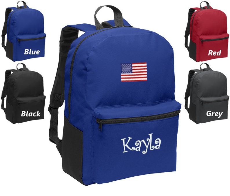 Personalized Kids Backpack Embroidered American Flag - Etsy