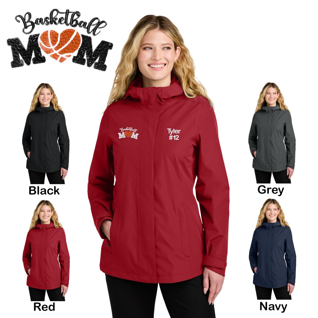 Basketball Mom Rain Jacket, Embroidered Raincoat With Player Name, Warm ...