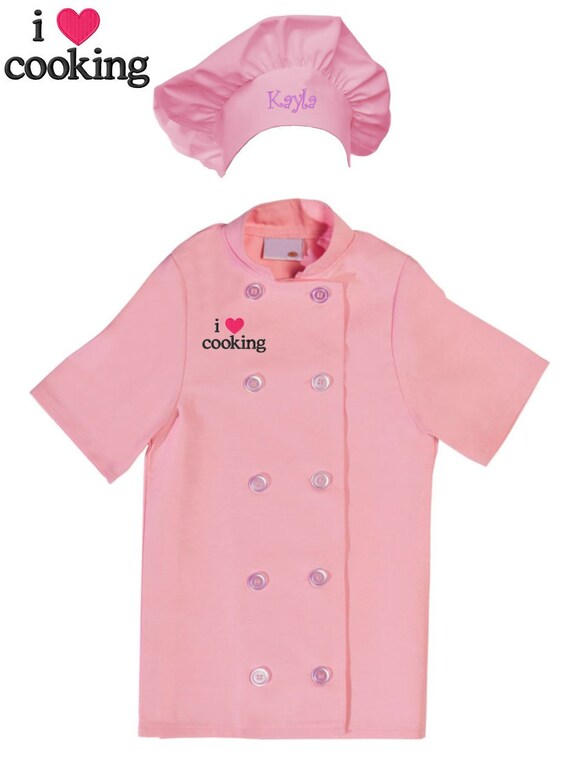Personalized Kids Pink Chef Coat Jacket With Chef Hat and I | Etsy
