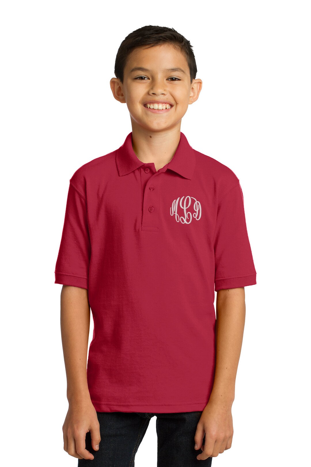 Monogrammed Kids Red Polo Shirt Embroidered Personalized With Initials ...