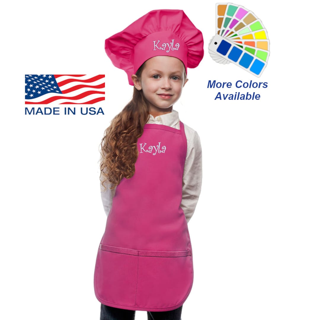 Personalized Kids Apron and Chef Hat Set, Monogrammed, Cook Uniform ...