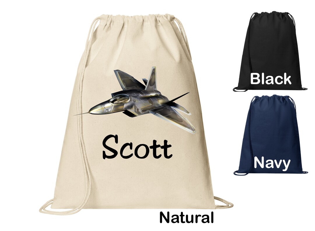 Personalized F22 Fighter Jet Plane Cinch Pack, Drawstring Gym School ...