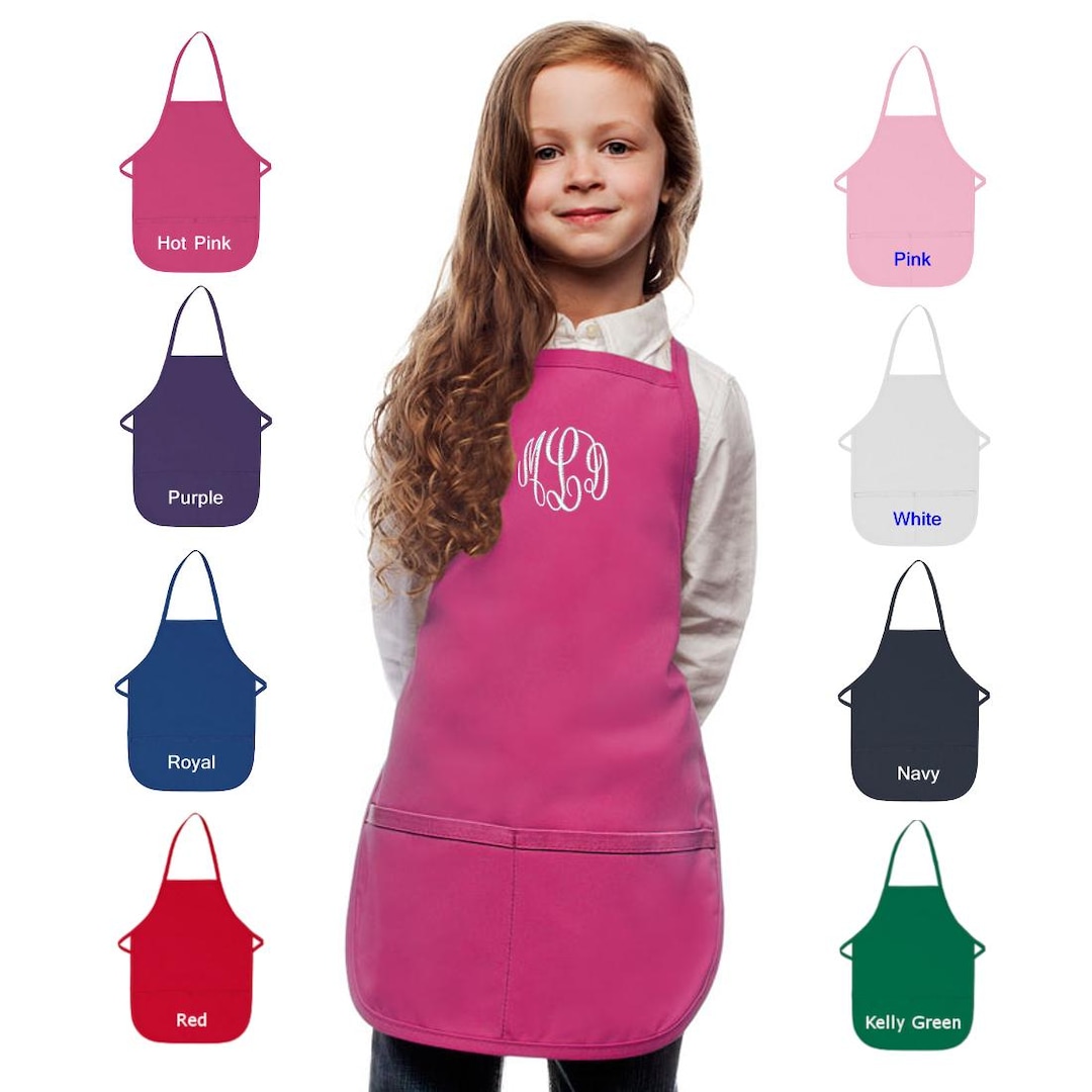 Monogrammed Kids Apron Embroidered Initials, Art Gift, Chef Gift ...