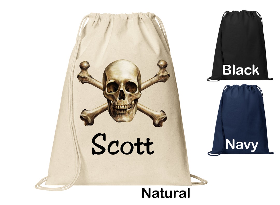 Personalized Goth Skull Cross Bones Design Cinch Pack, Drawstring Gym ...