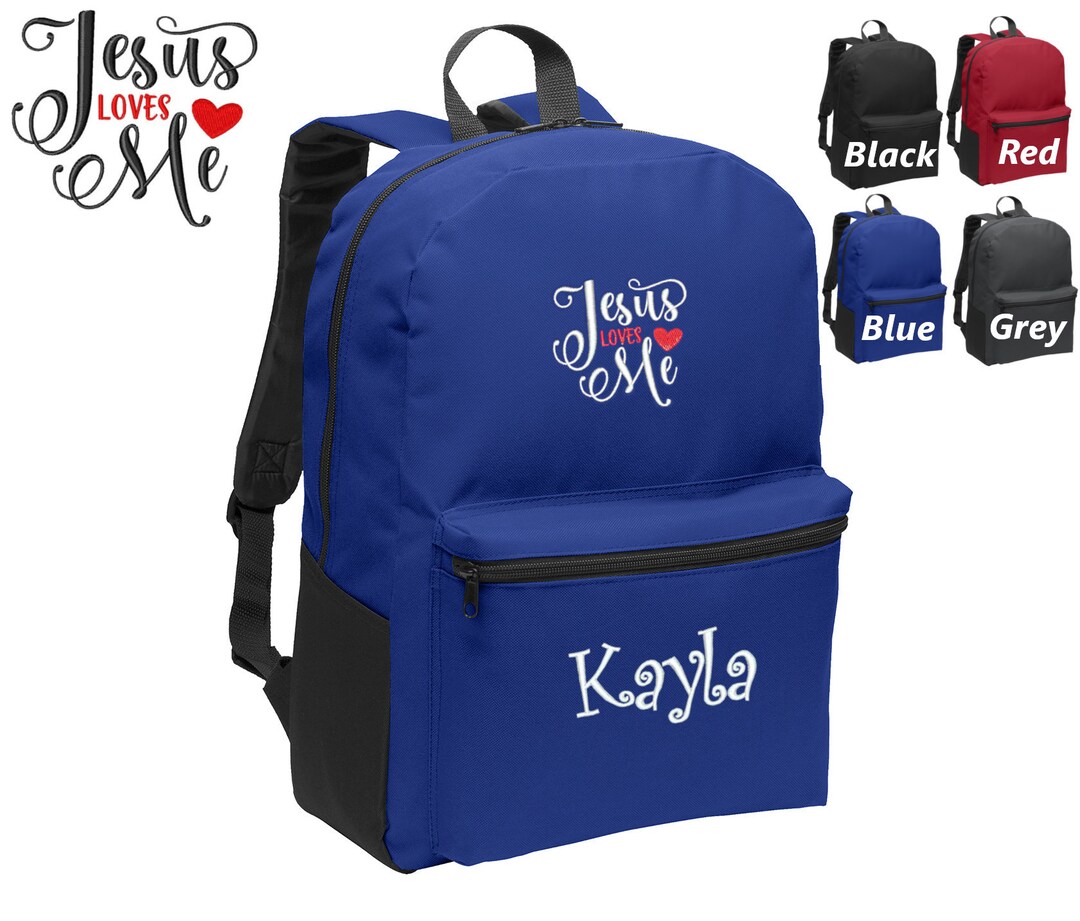 Personalized Kids Backpack Embroidered Jesus Loves Me Religious ...