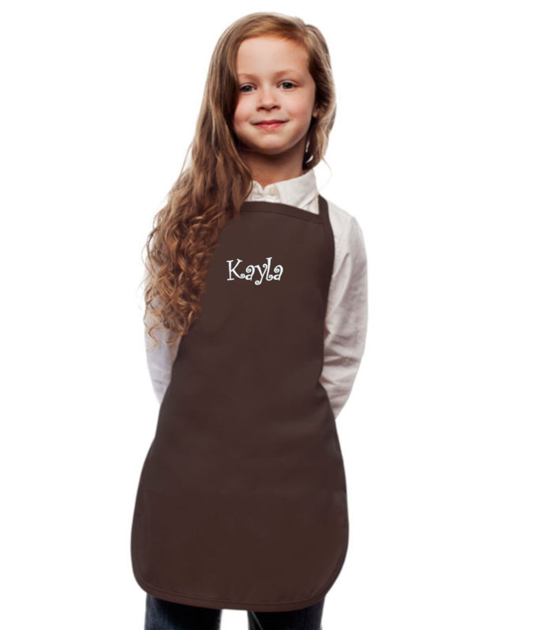 Personalized Brown Kids Apron, Cooking Kitchen Gift, School Gift ...