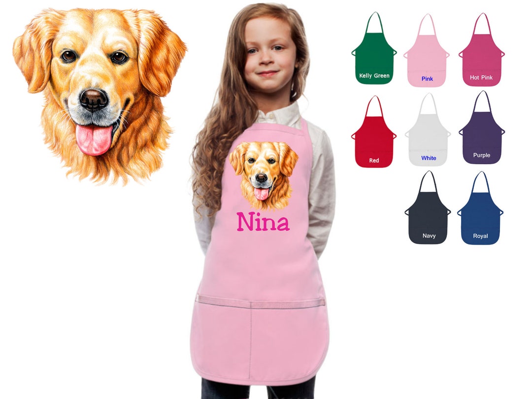 Personalized Kids Apron Golden Retriever Dog Design, Monogrammed Chef ...