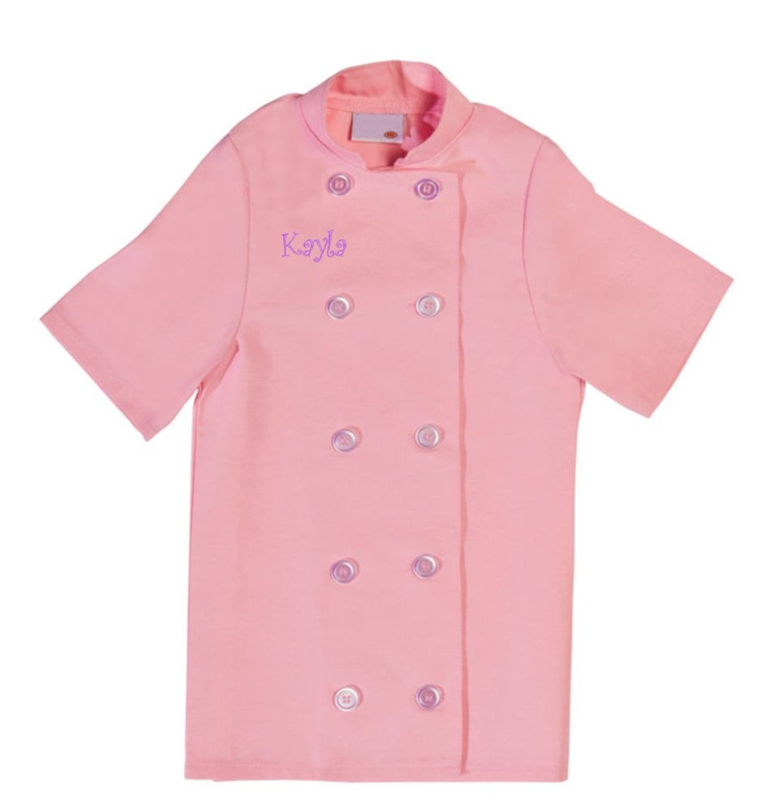 Personalized Kids Pink Chef Coat Jacket Short Sleeve - Etsy