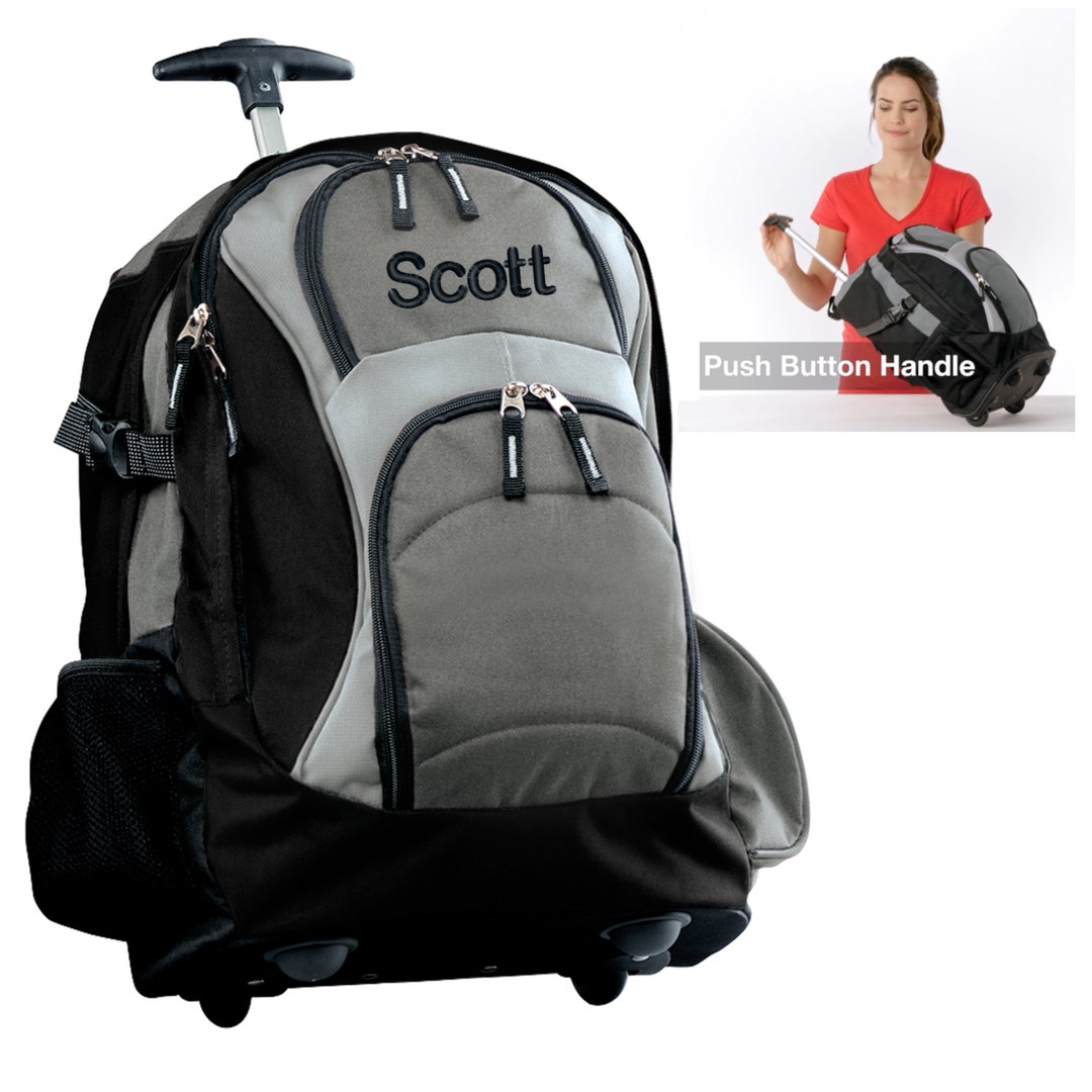 Personalized Rolling Backpack, Inline Skate Wheels, Embroidered ...