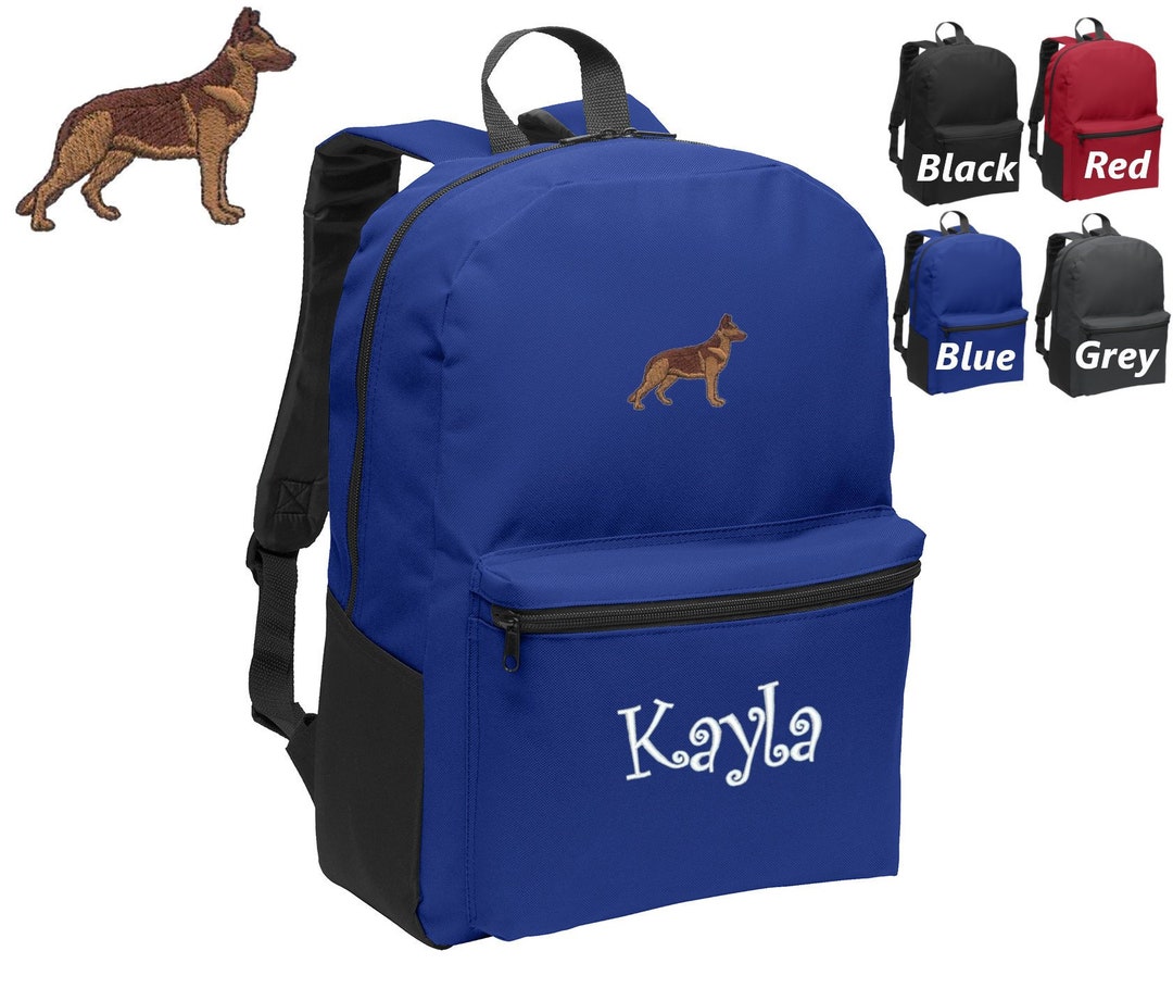 Personalized Kids Backpack Embroidered German Shepherd Dog Monogrammed ...