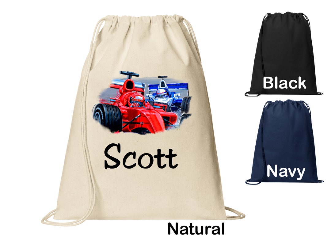 Personalized F1 Race Car Racing Cinch Pack, Drawstring Gym School PE ...