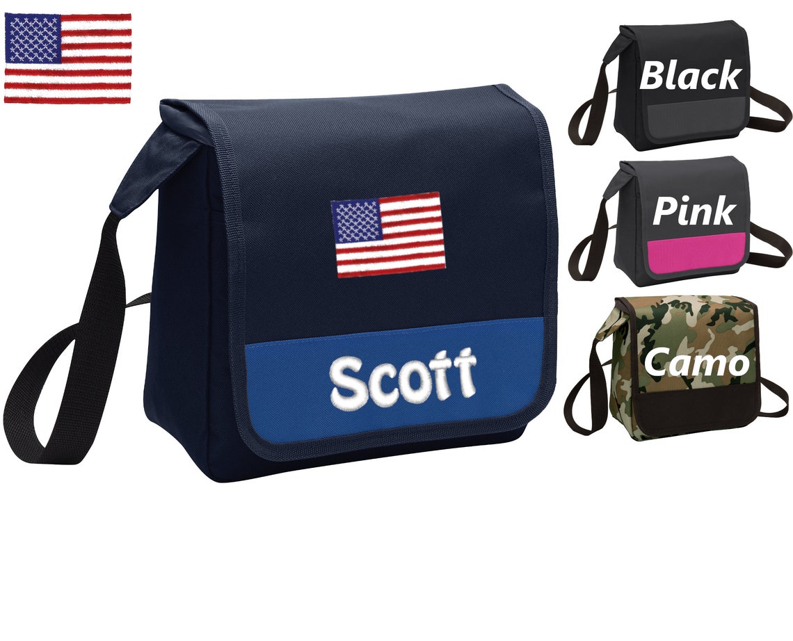Personalized American Flag Lunch Bag Box Cooler Polyester - Etsy