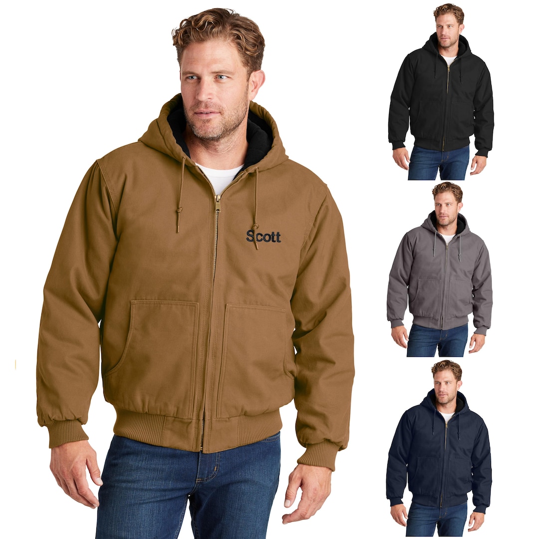 Personalized Insulated Hooded Work Jacket, Dad Jacket, Custom Work ...