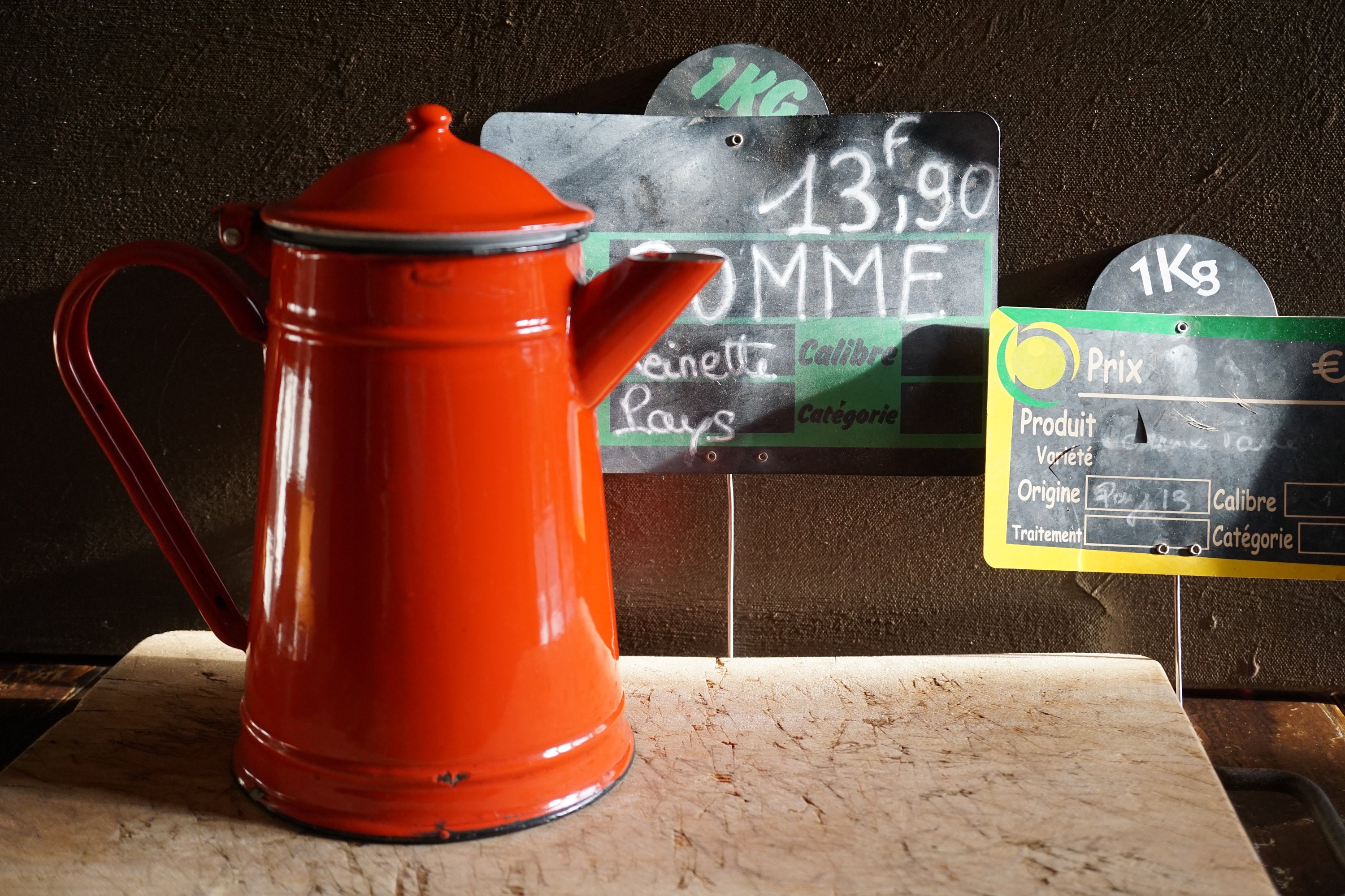 French Red Enamelware Coffee/tea Pot, Country Home Decor, Kitchenalia ...