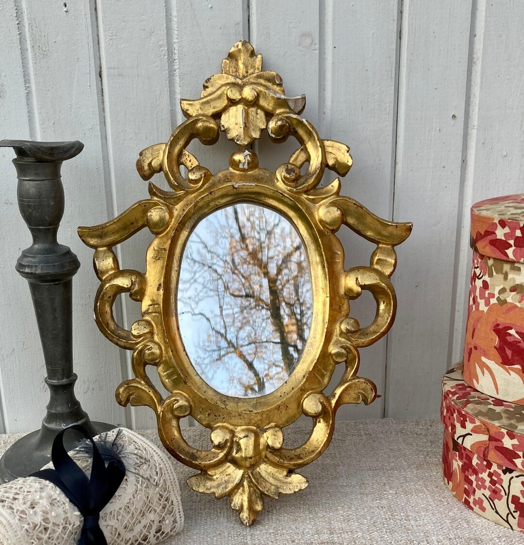 Gold Florentine 19th Century Style Mirror, Carved European Wood Frame ...