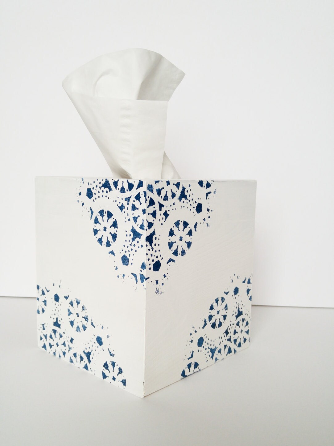 Blue Tissue Box Cover Blue and White Decor Tissue Box - Etsy