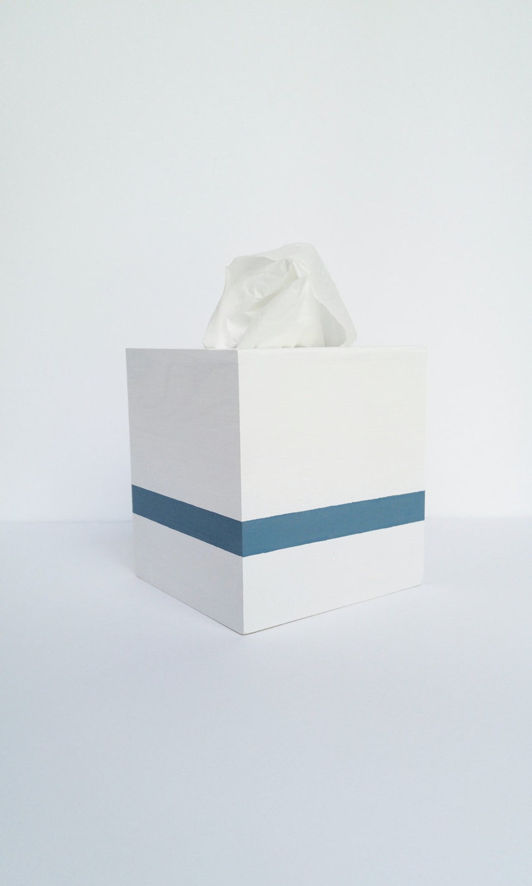 Wooden Tissue Box, Blue and White Tissue Box, Coastal Tissue Box ...